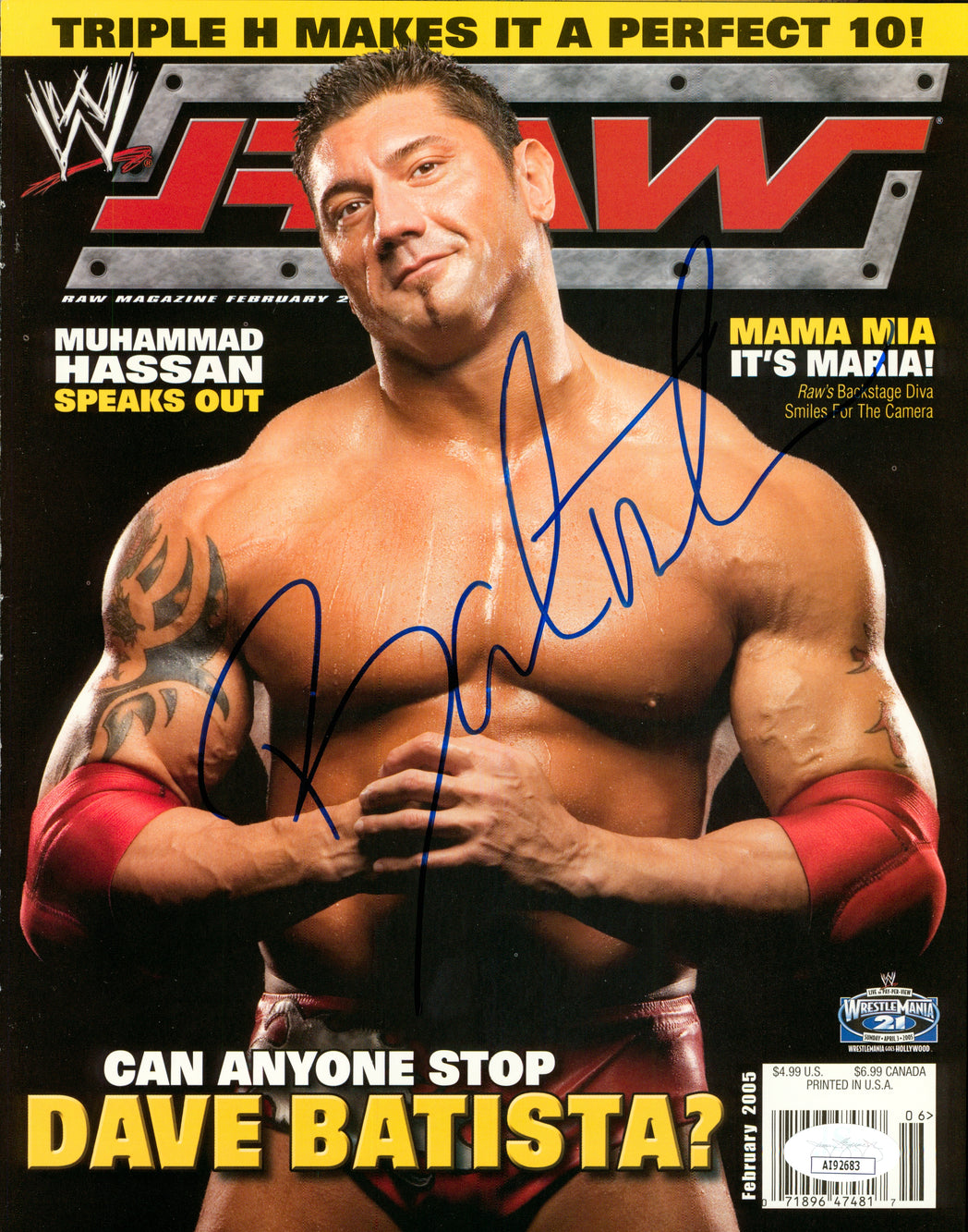 Batista signed WWE Magazine Cover (w/ JSA) – Signed By Superstars