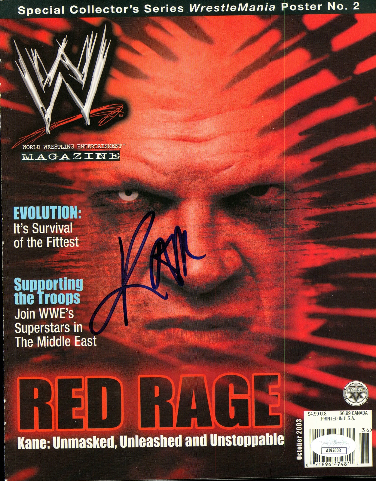 Kane signed WWE Magazine Cover (w/ JSA) – Signed By Superstars