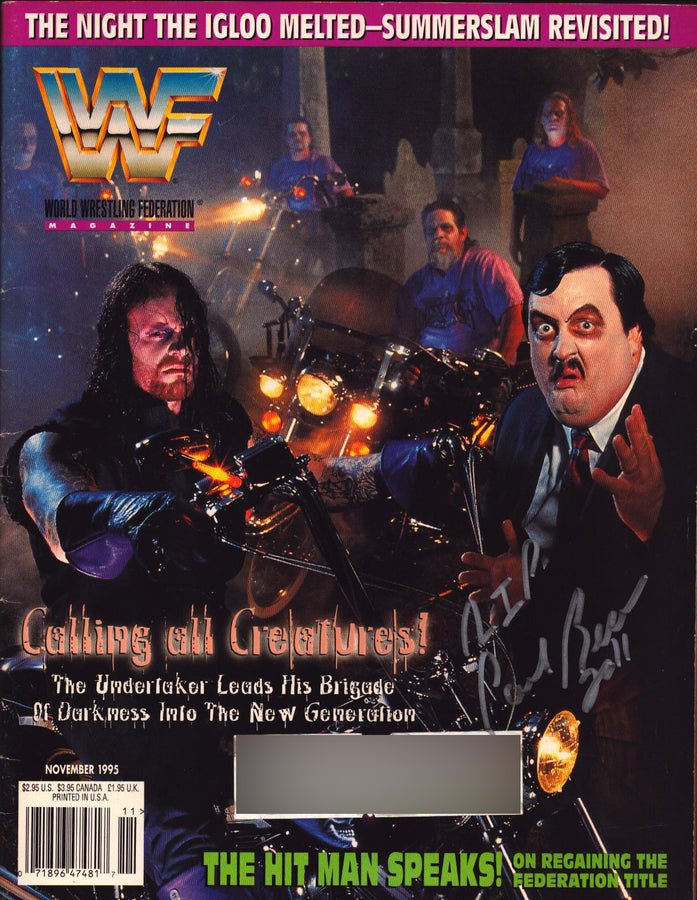 Paul Bearer signed WWF Magazine (November 1995) – Signed By Superstars