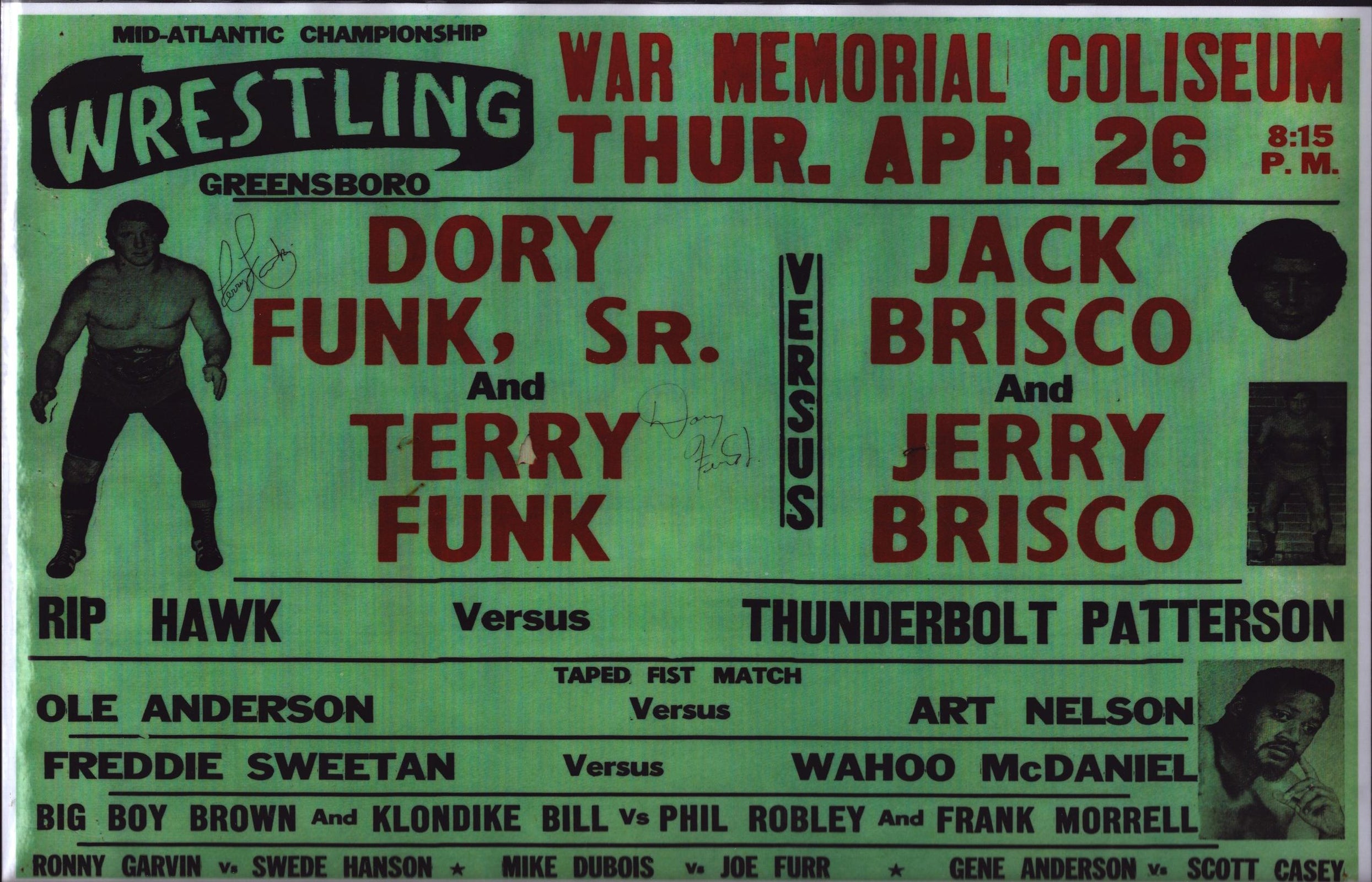 Terry Funk & Dory Funk dual signed 11x17 Photo – Signed By Superstars