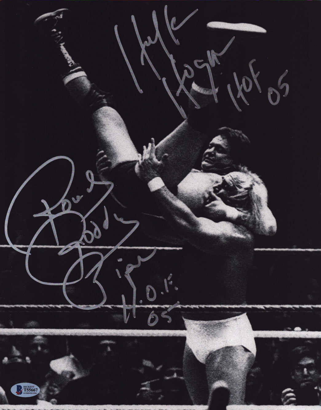 Rowdy Roddy Piper & Hulk Hogan dual signed 11x14 Photo (w/ Beckett ...