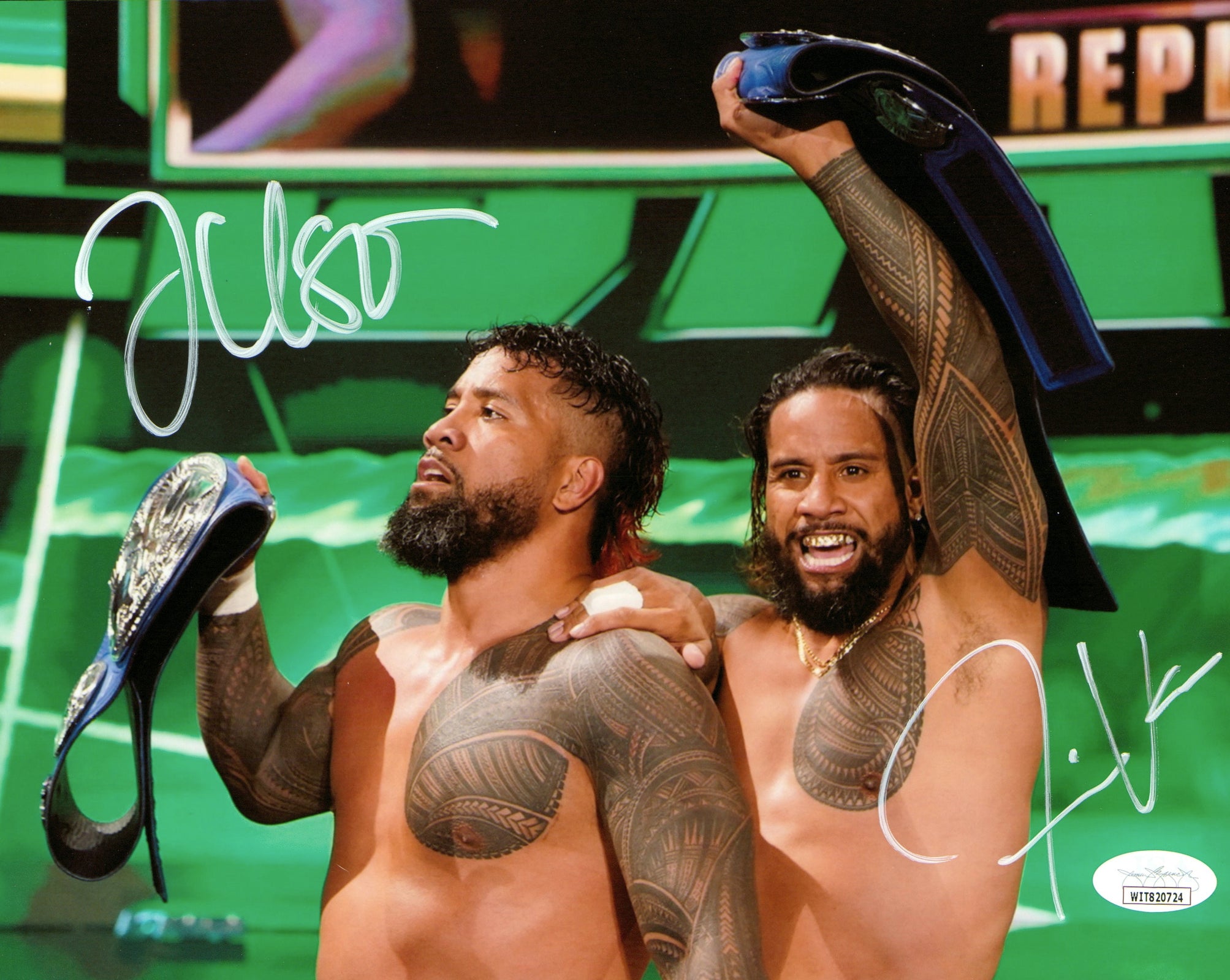 Jimmy Uso & Jey Uso dual signed 8x10 Photo (w/ JSA) – Signed By Superstars