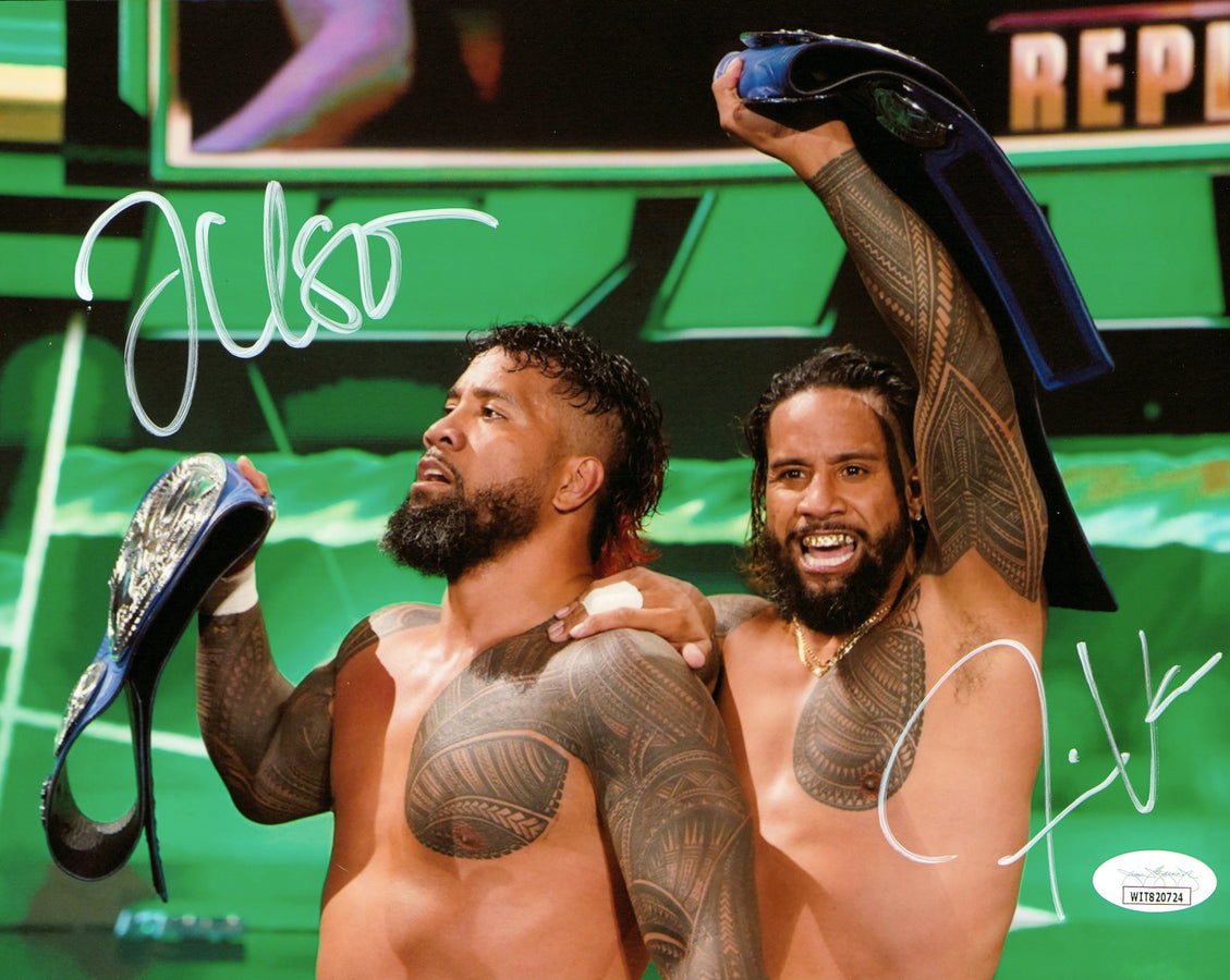 Jimmy Uso & Jey Uso dual signed 8x10 Photo (w/ JSA) – Signed By Superstars