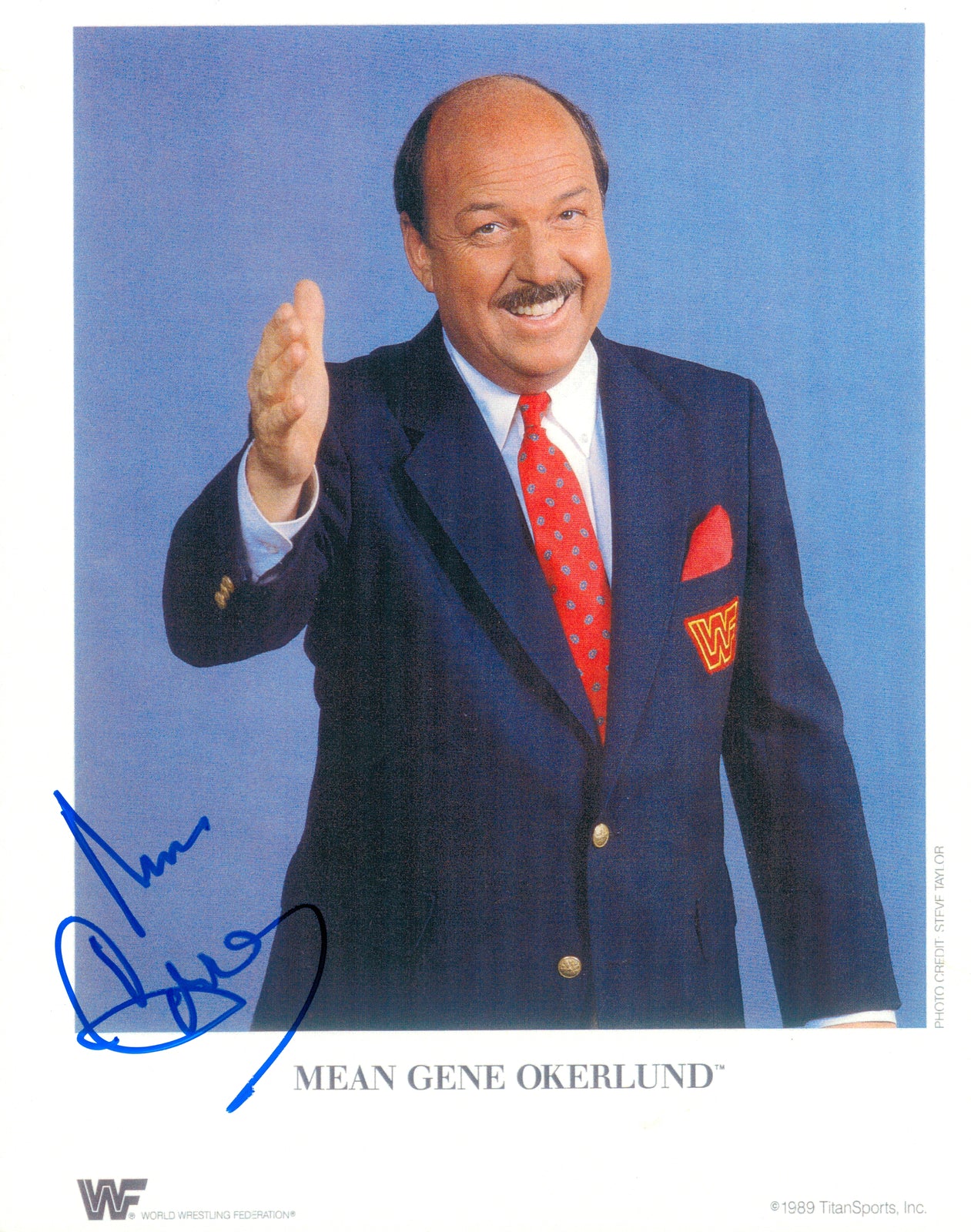 Mean Gene Okerlund signed 8x10 Photo – Signed By Superstars