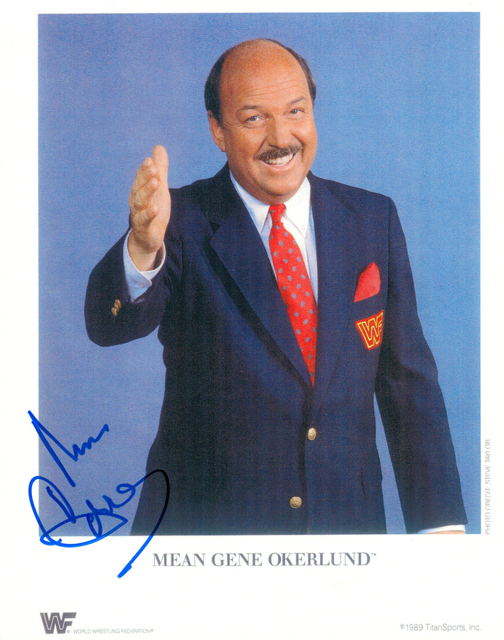 Mean Gene Okerlund signed 8x10 Photo – Signed By Superstars