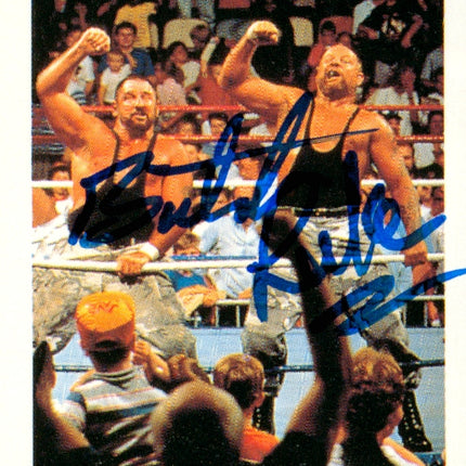 Bushwackers Butch & Luke dual signed WWF Sticker – Signed By Superstars