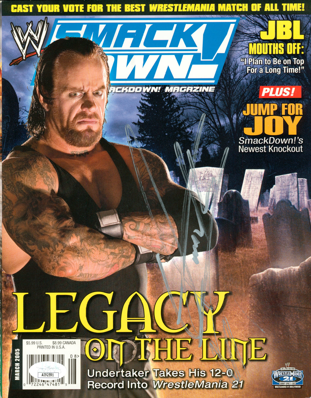 Undertaker signed WWE Smackdown Magazine Cover (w/ JSA) – Signed By ...