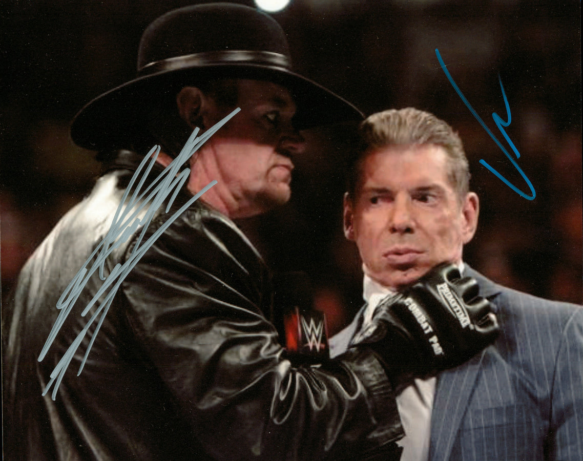 Undertaker & Vince McMahon dual signed 8x10 Photo – Signed By Superstars