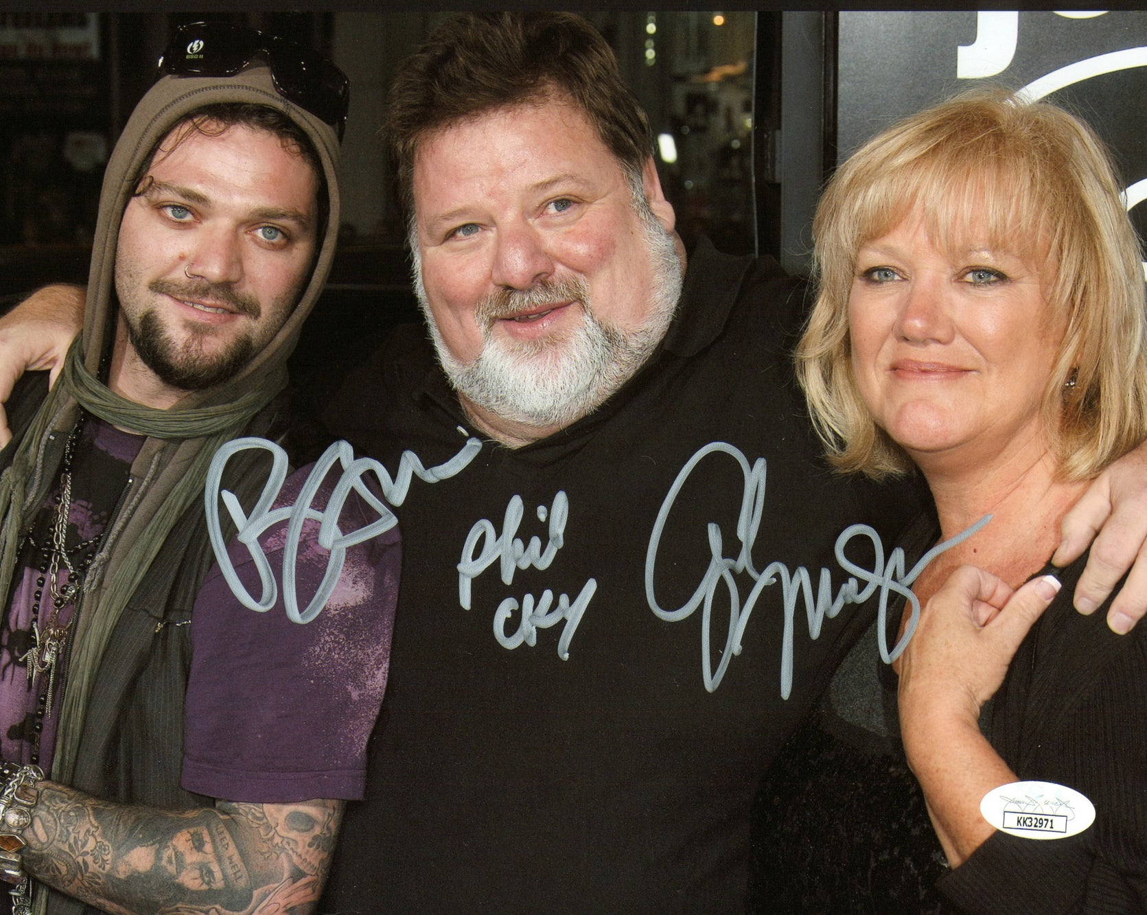 Bam Margera, Phil Margera & April Margera triple signed 8x10 Photo (w ...