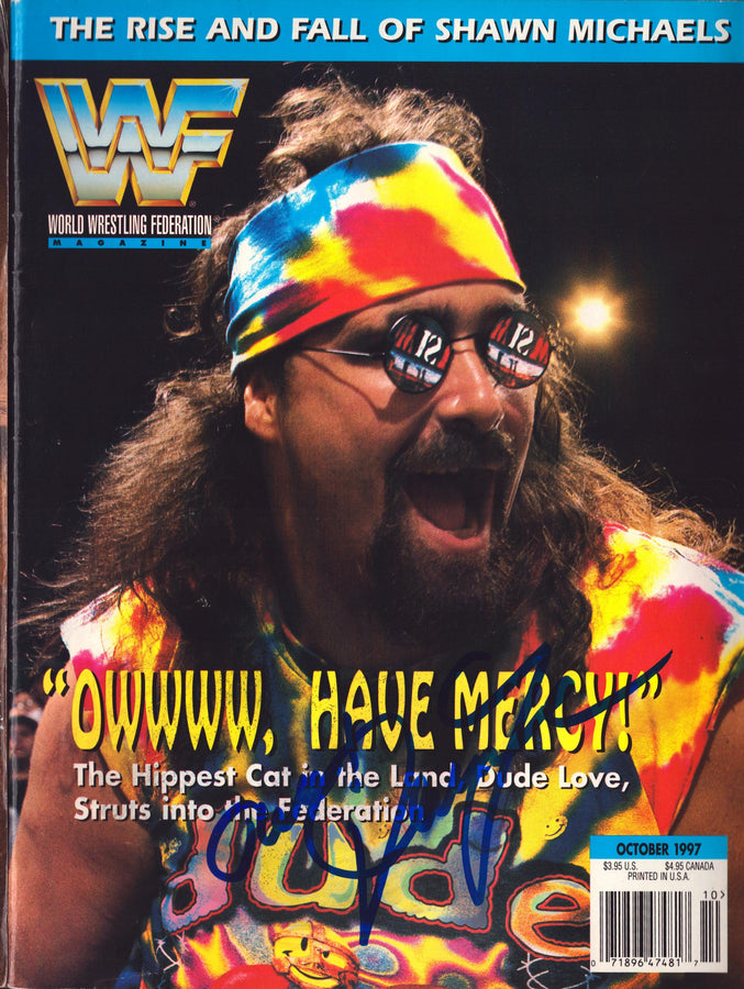 Dude Love signed WWF Magazine October 1997 – Signed By Superstars
