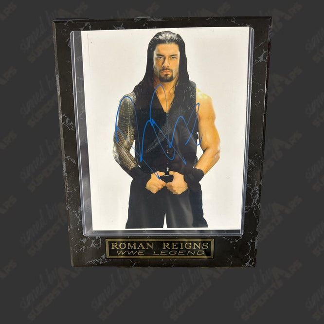 Roman Reigns signed Wood Plaque – Signed By Superstars
