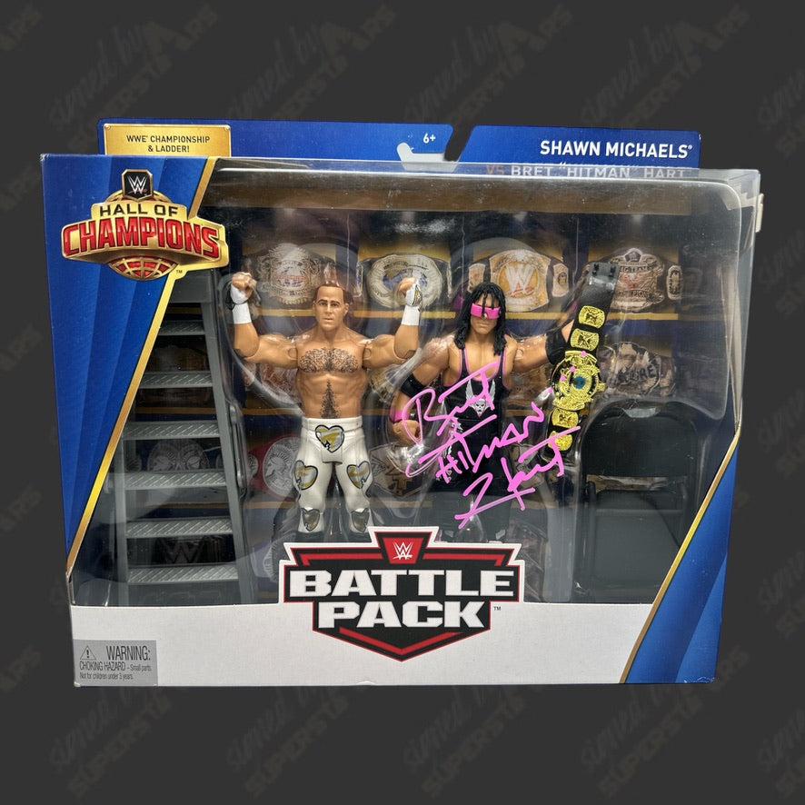 Bret Hart signed WWE Hall of Champions Battle Pack Action Figure (w/ B – Signed By Superstars