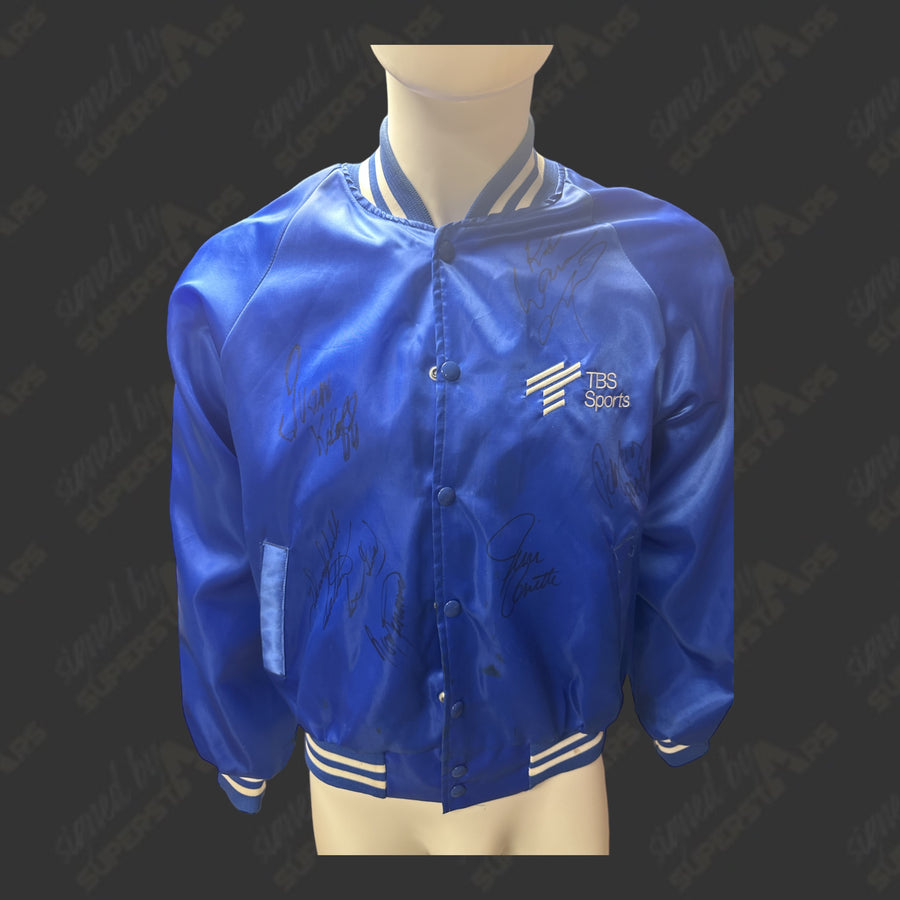 Multi-signed TBS Sports Jacket by NWA wrestlers (13 autographs ...