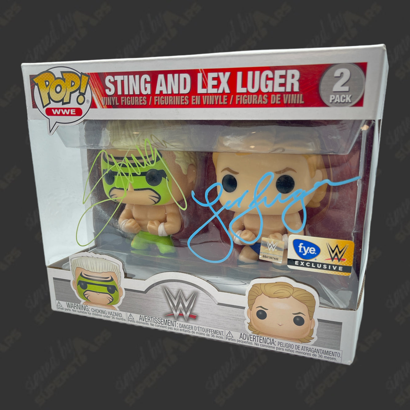 Sting & Lex Luger dual signed WWE Funko POP Figure (FYE Exclusive 2-pa ...