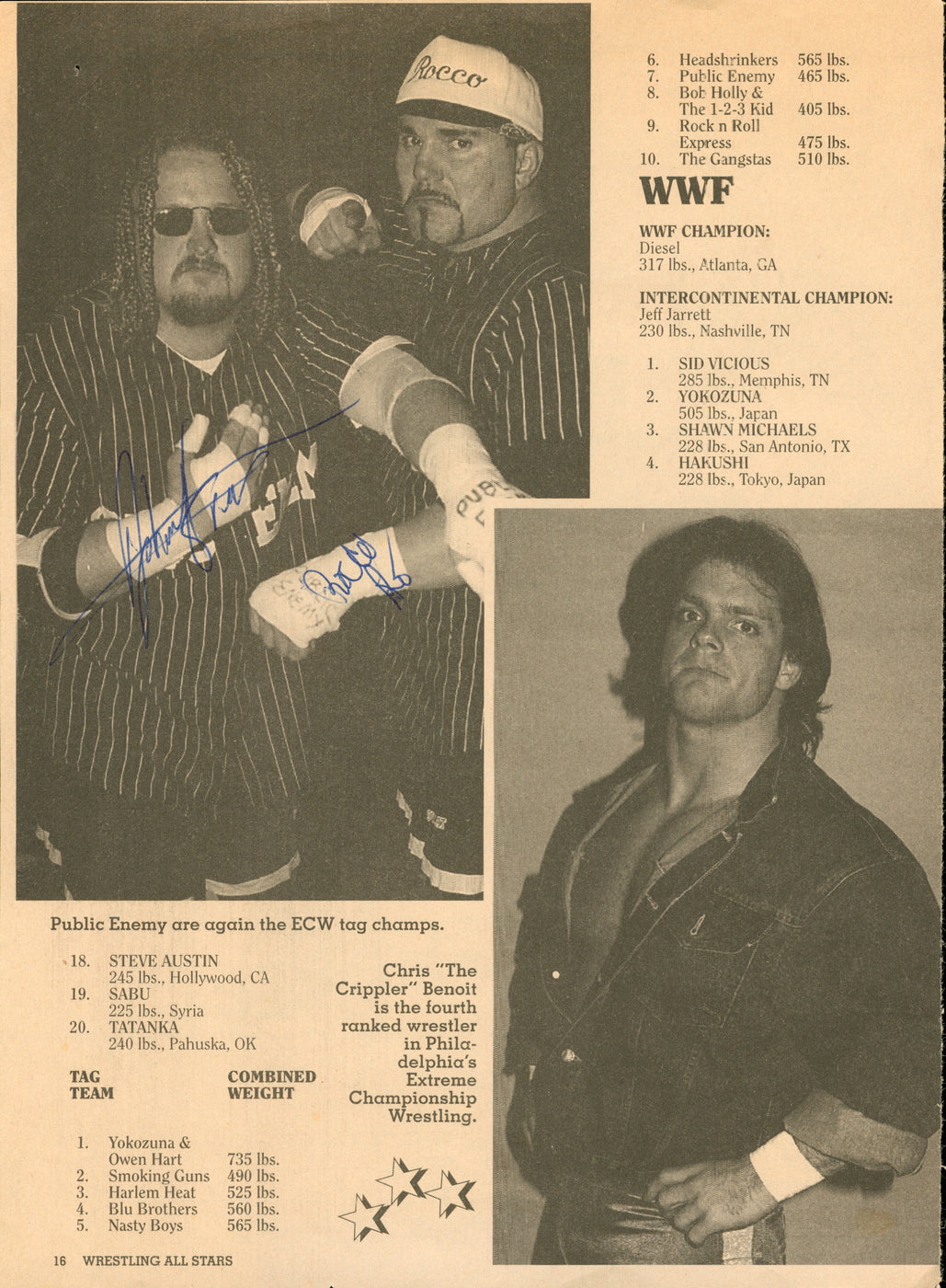 Public Enemy - Johnny Grunge & Rocco Rock dual signed Magazine Page ...