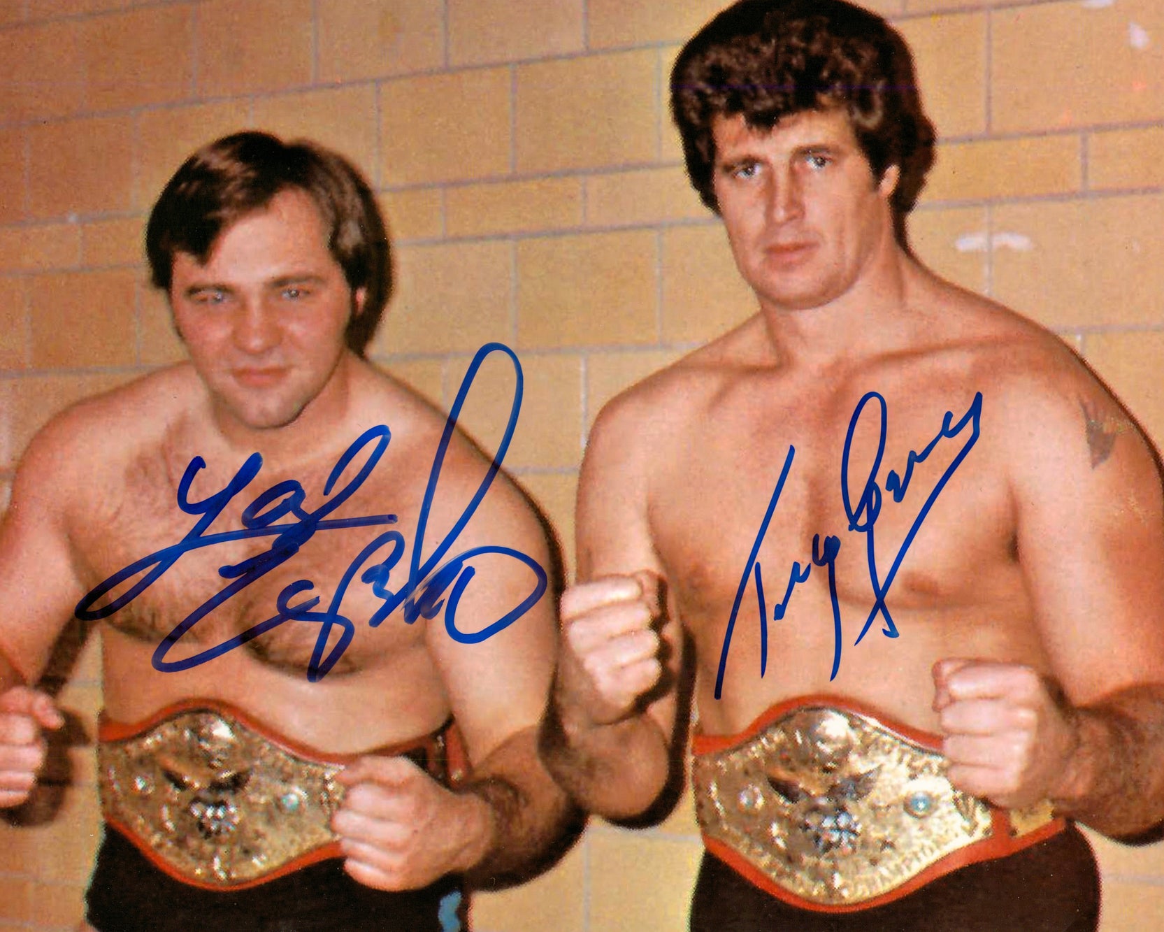 Tony Garea & Larry Zbyszko dual signed 8x10 Photo – Signed By Superstars