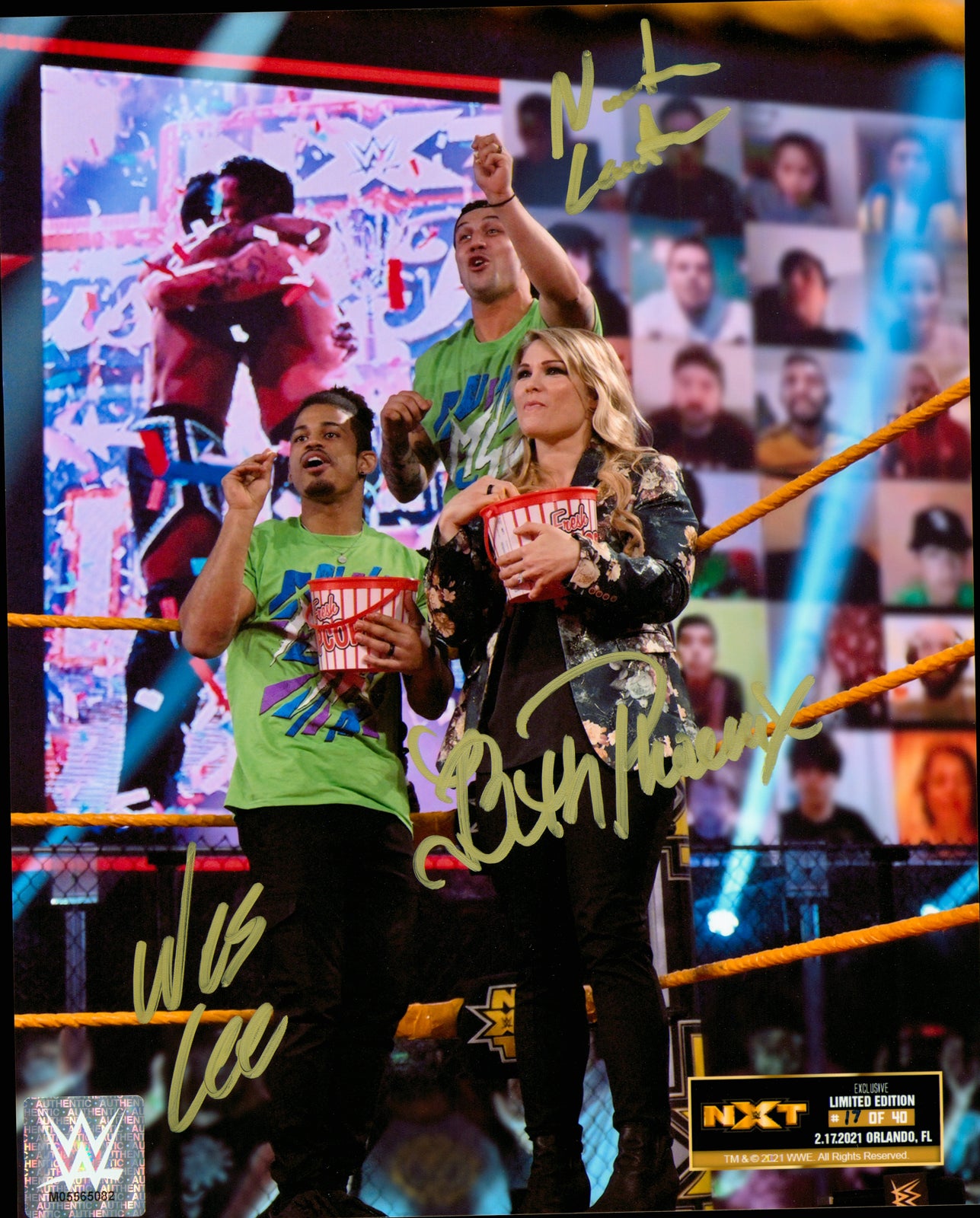 Beth Phoenix, Wes Lee & Nash Carter triple signed 8x10 Photo (w/ WWE C ...
