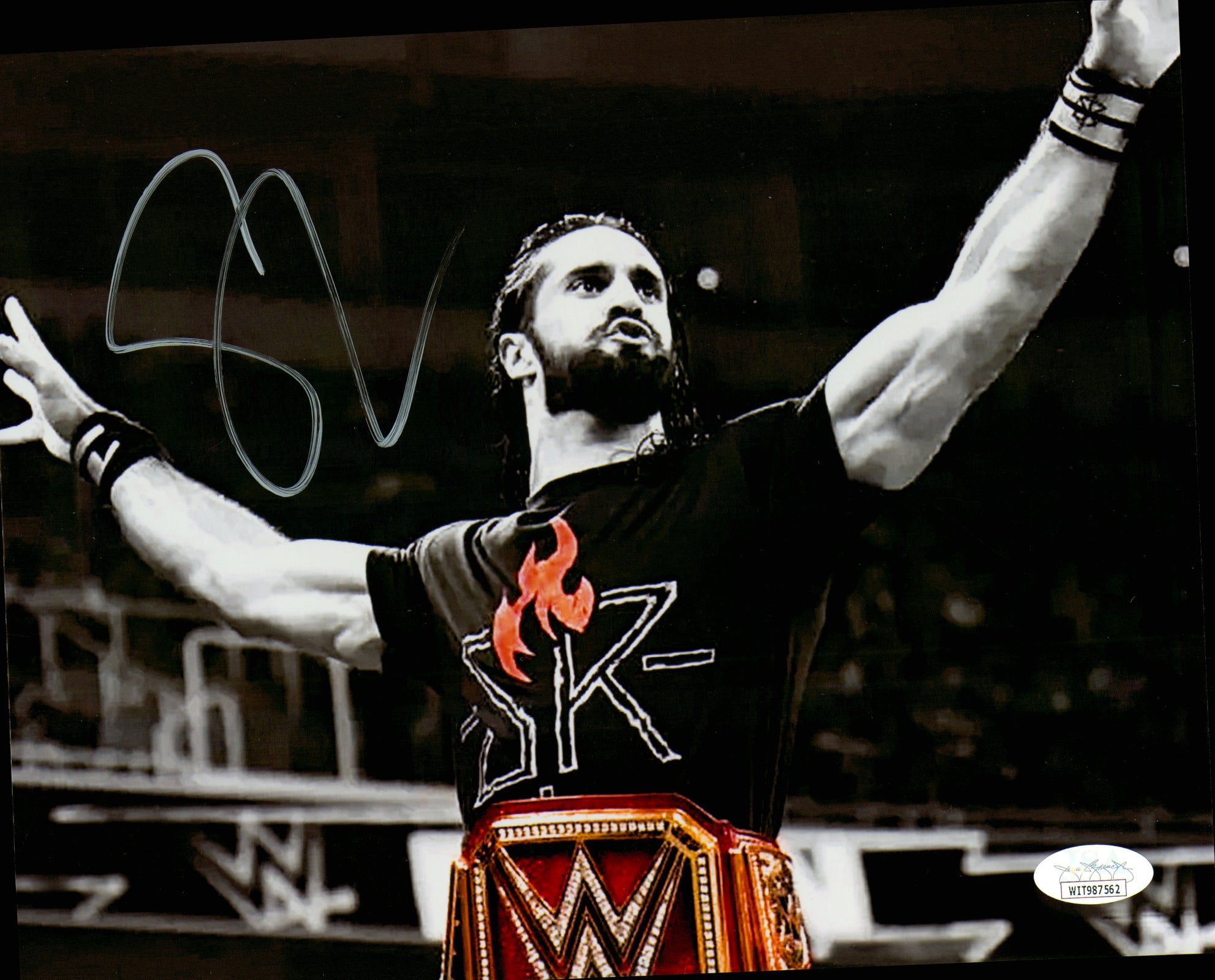 Seth Rollins signed Metallic 8x10 Photo (w/ JSA) – Signed By Superstars