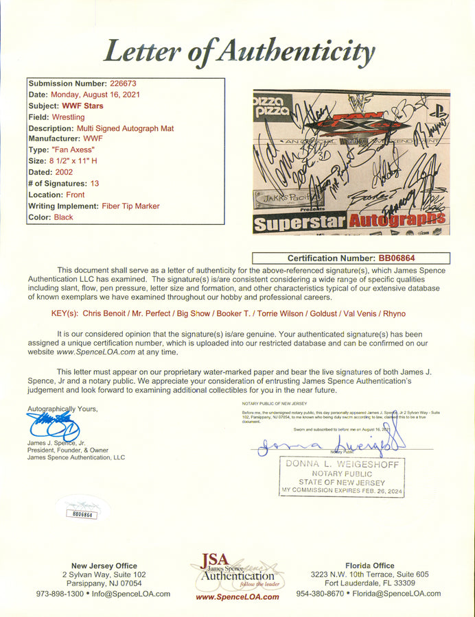 Multi-signed 8.5x11 WWF Fan Axxess Placement (w/ JSA) – Signed By ...
