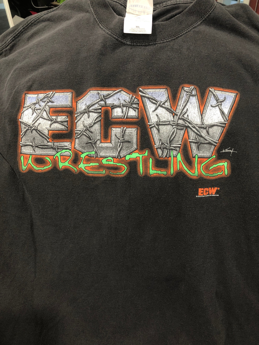 Original ECW Logo T-Shirt (Size: 2XL / Worn) – Signed By Superstars