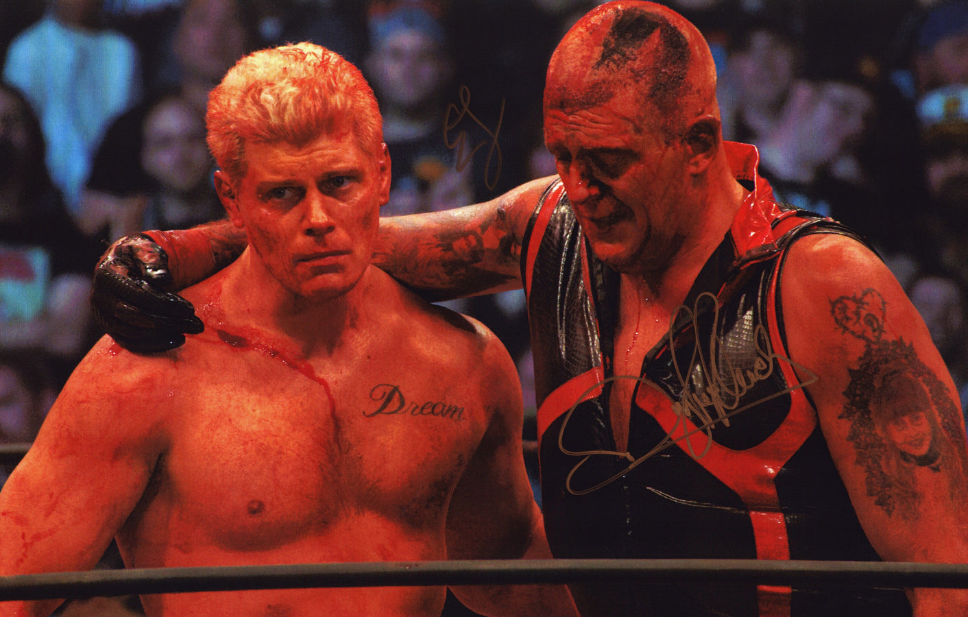 Dustin Rhodes & Cody Rhodes dual signed 11x17 Photo – Signed By Superstars